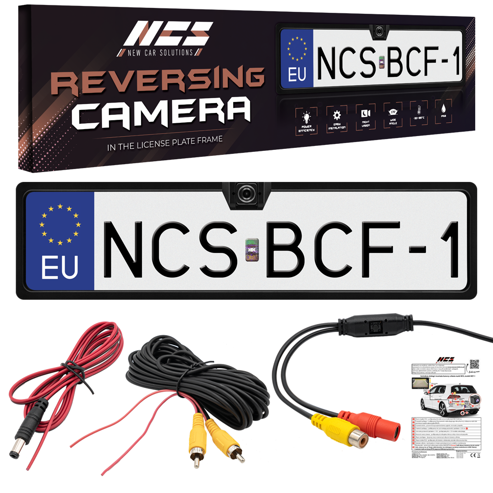 Kamera cofania w ramce tablicy rejestracyjnej NCS BCF-1 Fisheye 1280p AHD - New Car Solutions
